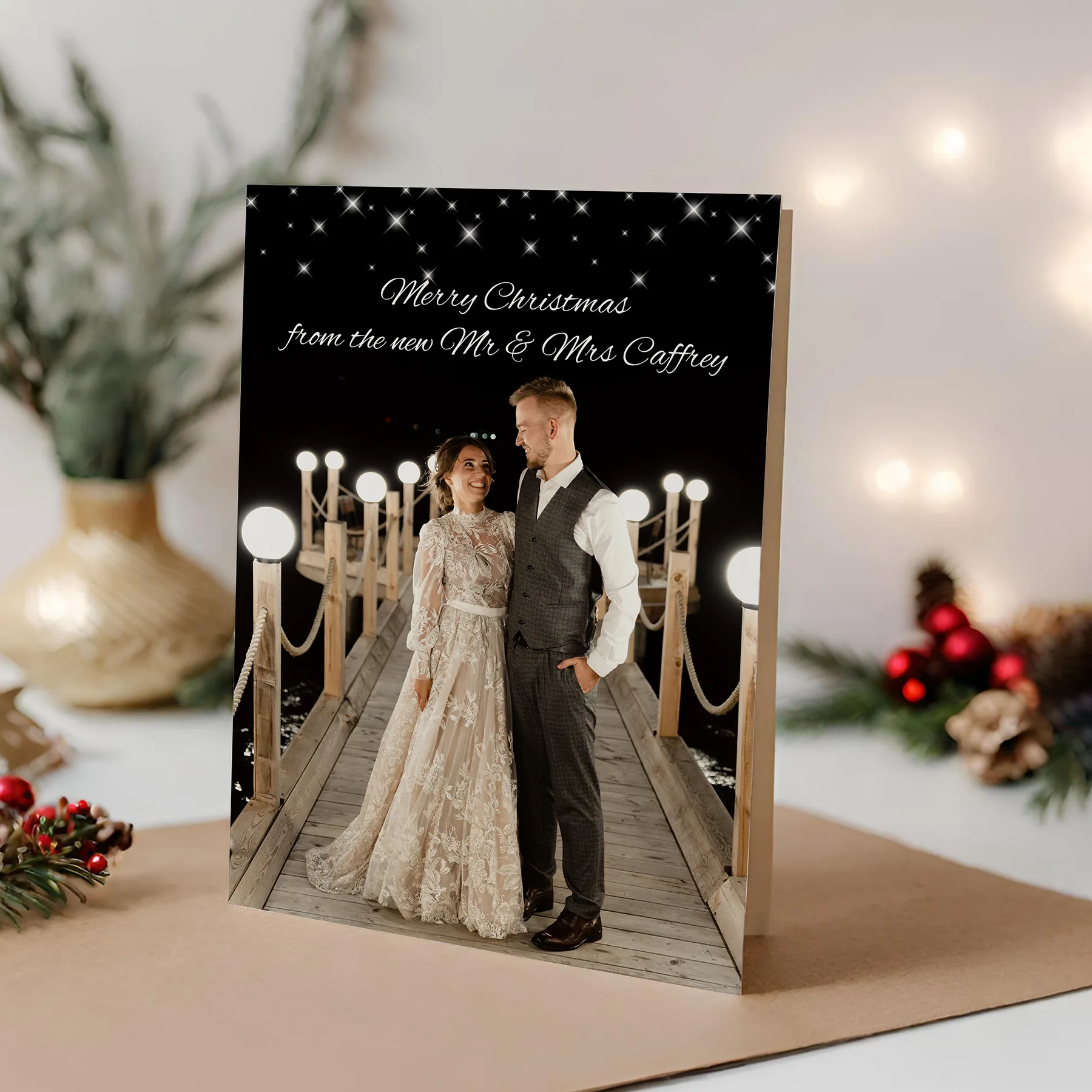 Merry Christmas Wedding Thank You Card - Willow & Robin