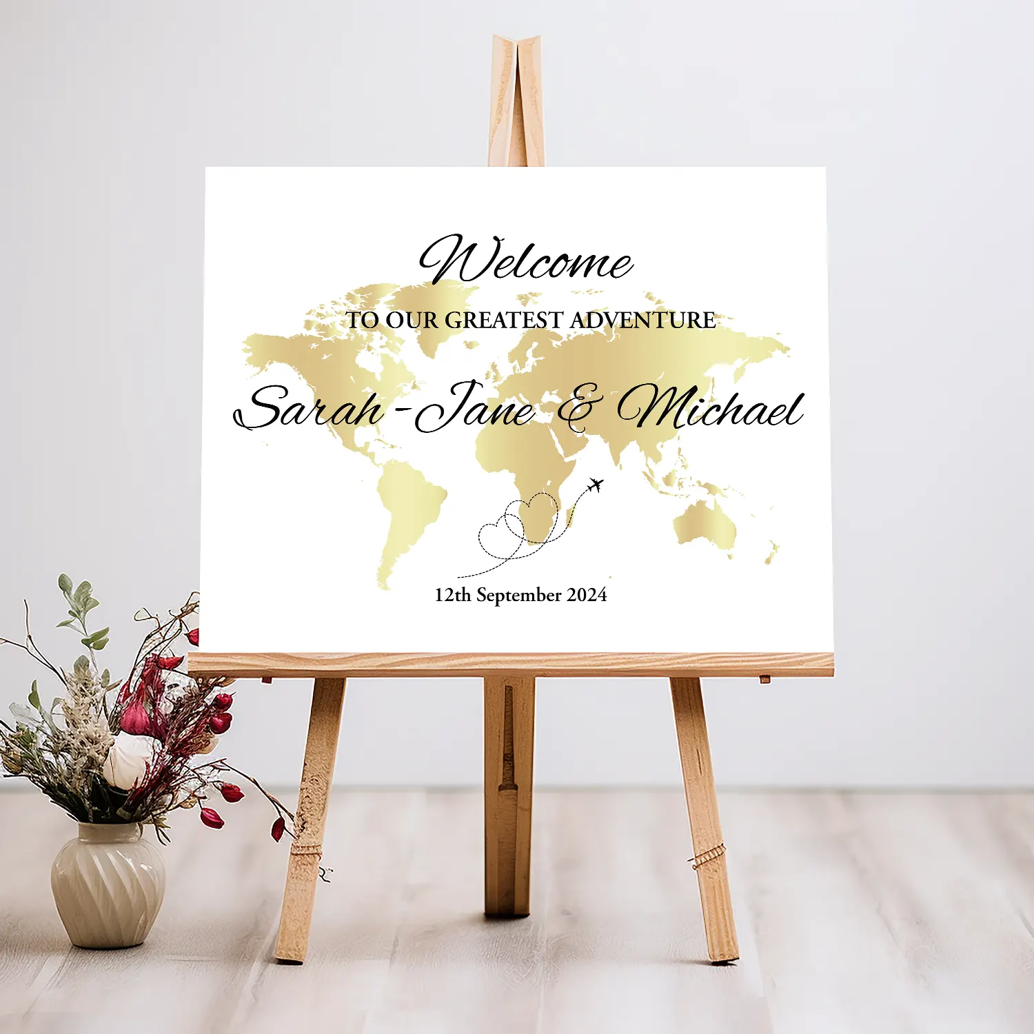 Travel World Map Themed Wedding Welcome Sign - Willow & Robin